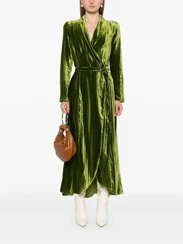 Forte_forte Pleated Velvet Midi Dress In Green - 55% Off | Editorialist