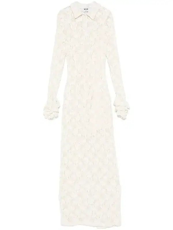 Msgm Floral Lace Maxi Dress In White - 30% Off | Editorialist