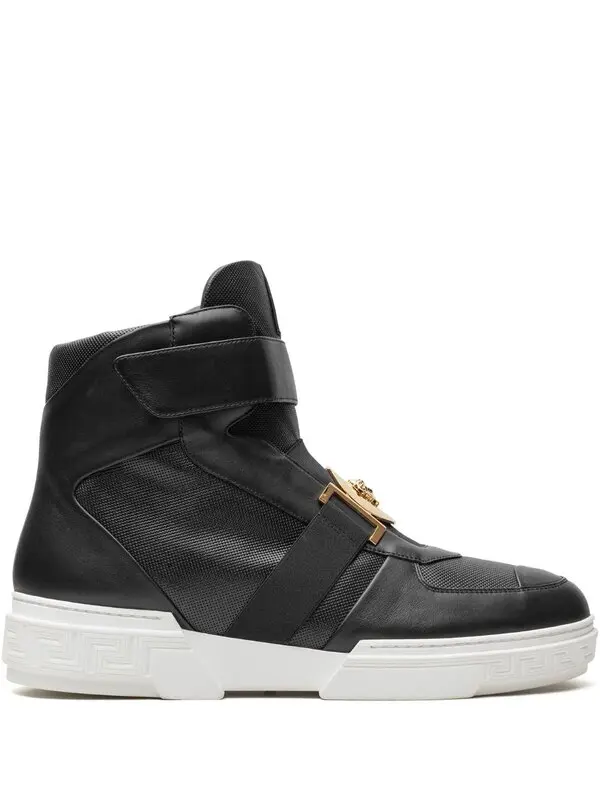 Versace Medusa Plaque High-Top Sneakers - Black | Editorialist display picture 3