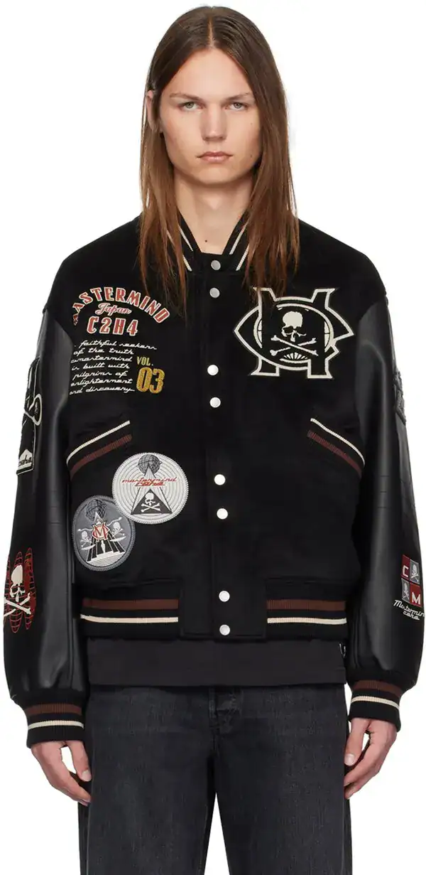 Mastermind World Black C2h4® Edition Curvilinear Bomber Jacket In 