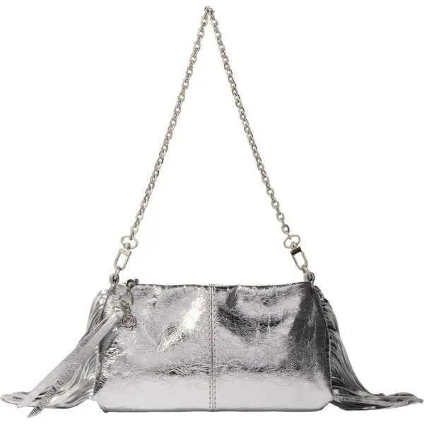 Maje Miss M Leather Clutch - Silver