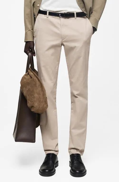 Mango Serge Slim Fit Chino Pants - Sand