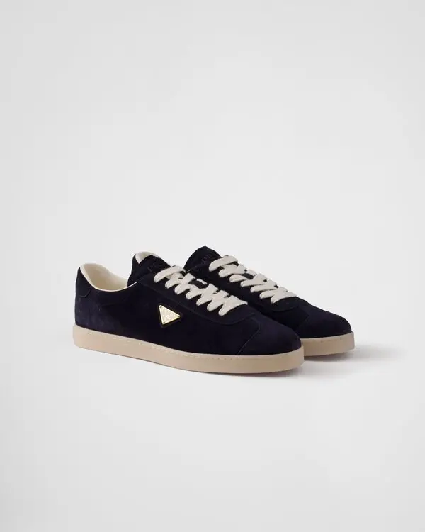 Prada Lane Suede Sneakers - Navy | Editorialist