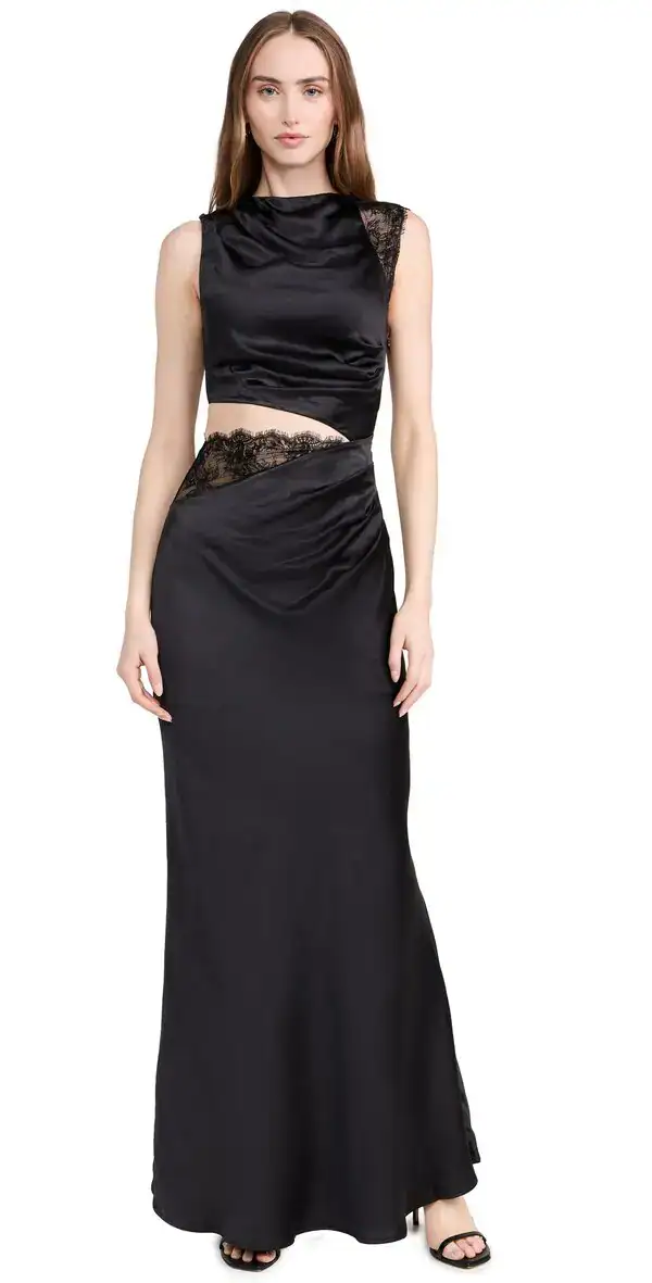 open lace back dress Ever-Pretty Flowing Round Neckline Chiffon Pleated A-Line Summer Formal Wedding Guest Dress
