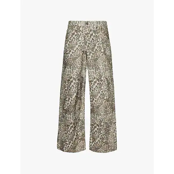 Jaded London Leopard-Fade Colossus Wide-Leg Denim Jeans 30 - Multi 