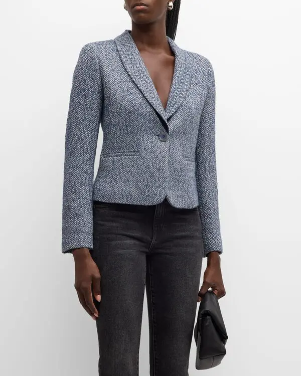 Emporio Armani Single-button Chevron Tweed Blazer