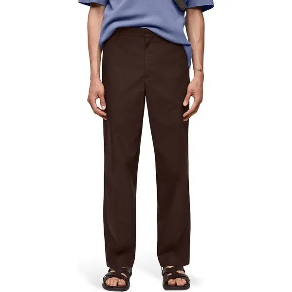 Mango Regular Fit Cotton Pants - Brown