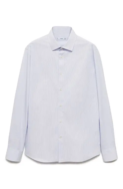 Mango Slim Fit Pinstripe Stretch Cotton Button-up Shirt - White