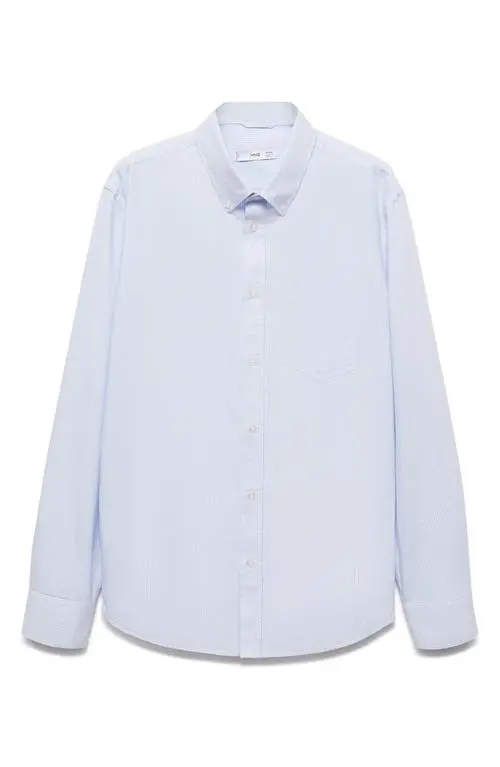 Mango Kodak Stripe Regular Fit Poplin Button-down Shirt - Dark Navy
