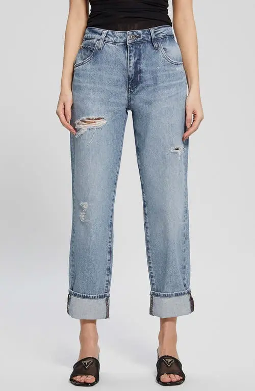 Guess High-rise Cuffed Boyfriend Jeans