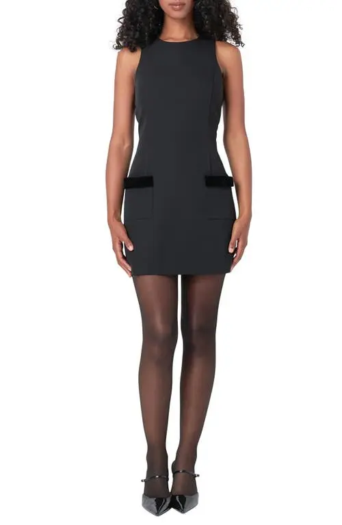 Endless Rose Velvet Bow Detail Minidress - Black