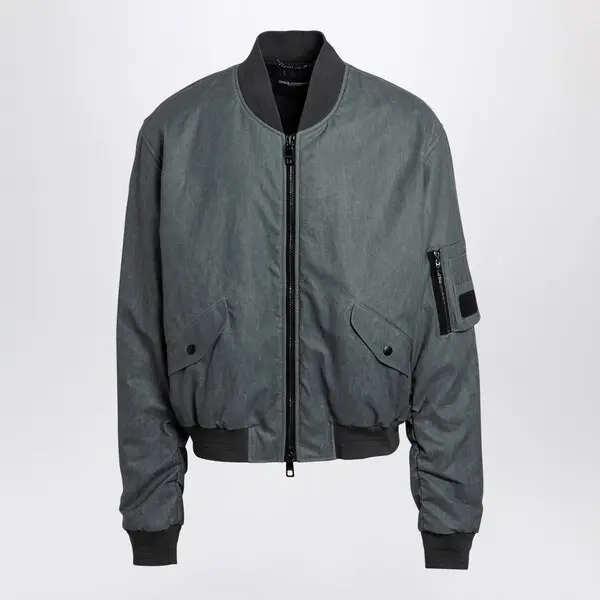 Dolce & Gabbana Linen Bomber Jacket - Grey