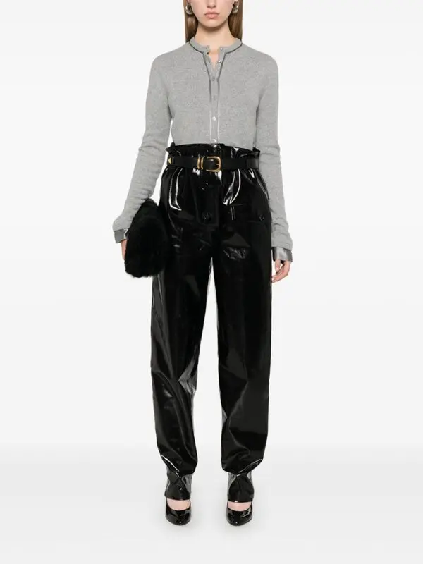 Saint Laurent Paperbag-waist Coated Trousers