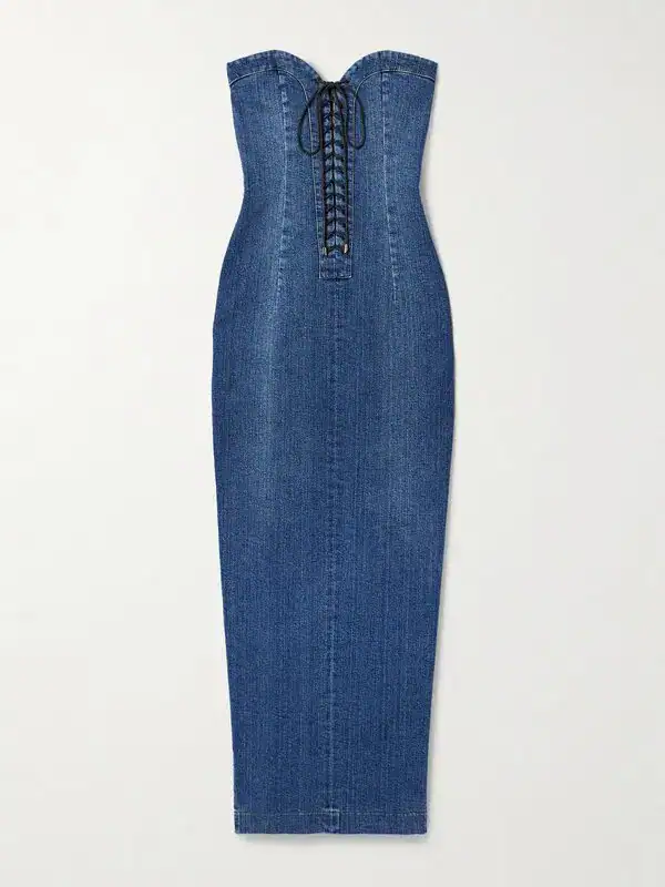 cobalt blue dress bodycon Women's Sleeveless Bodycon Maxi Denim Dress A-Line Dress main image 1