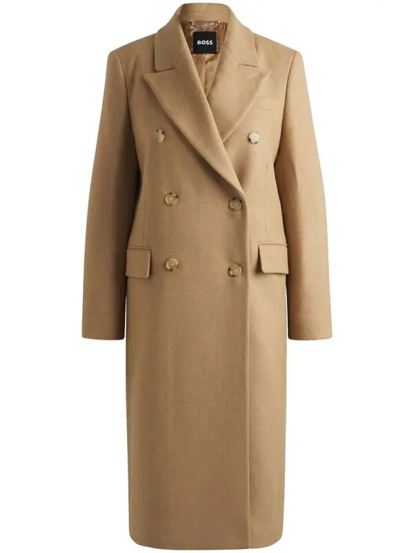 Hugo Boss Double-breasted Overcoat - Brown