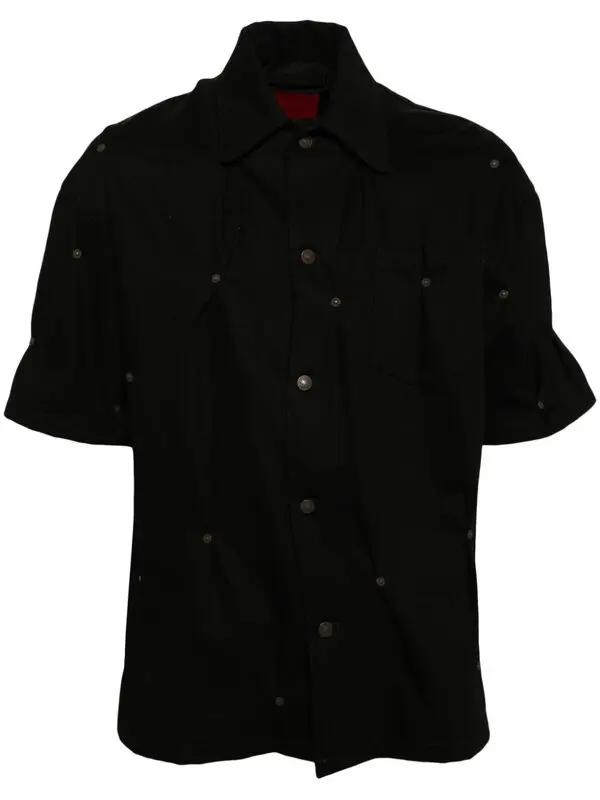 KUSIKOHC Multi-rivet Denim Short Sleeves Shirt - Black