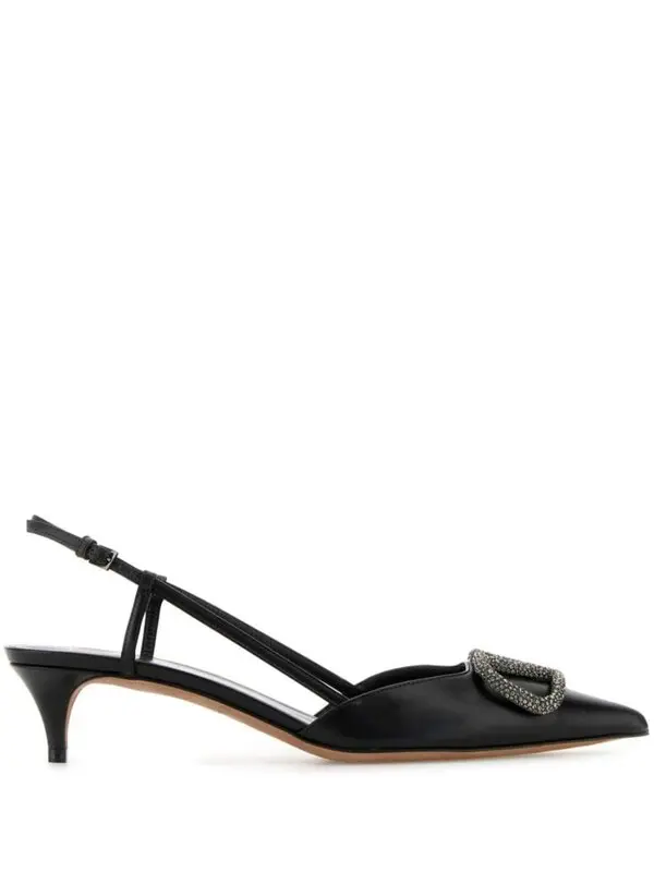 Valentino Garavani 45mm V Logo Pumps Black Editorialist