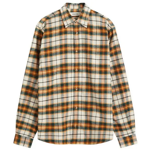 KESTIN Dirleton Shirt - Ecru/saffron Japanese Plaid