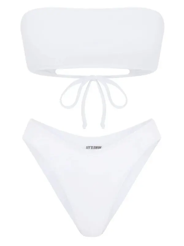 LET'S SWIM Bandeau Bikini Top - White