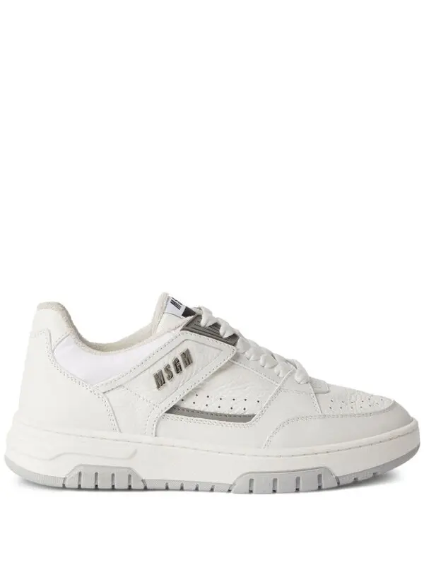 MSGM Logo-debossed Leather Sneakers