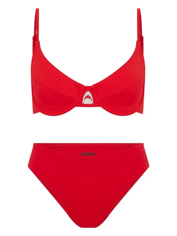 LET'S SWIM Wired Bralette Bikini Top - Red