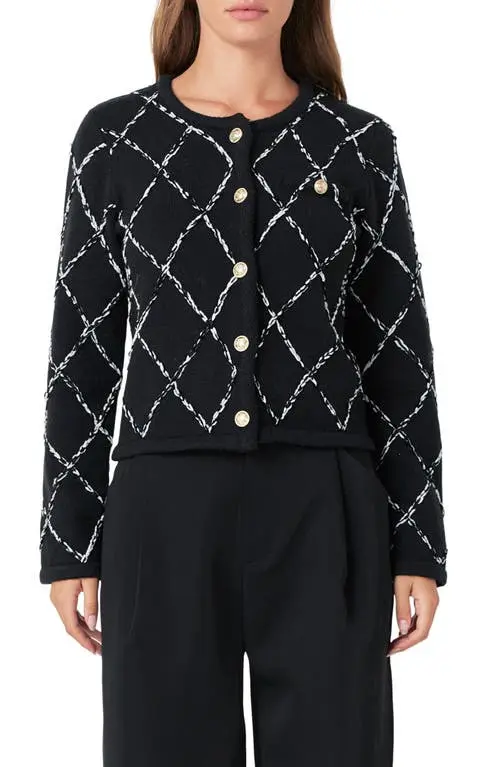 Endless Rose Diamond Pattern Cardigan
