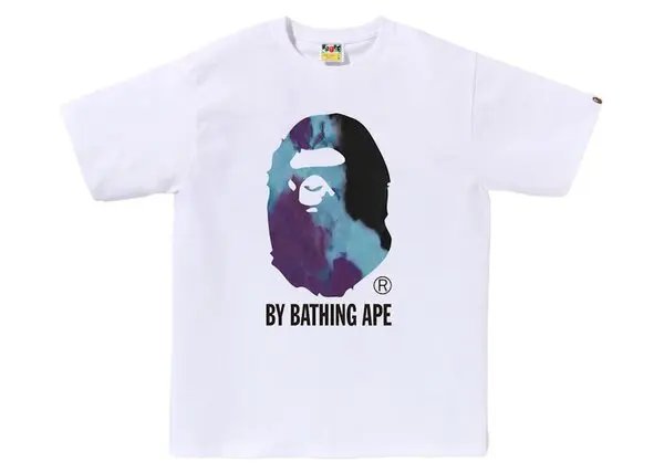 BAPE Tie Dye Bathing Ape Tee Shirt - White/black