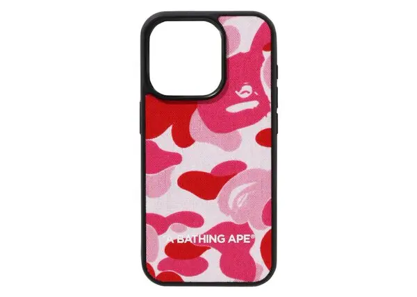 BAPE Abc Camo Cloth Fabric Iphone 15 Pro Case - Pink