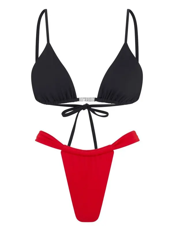LET'S SWIM Triangle Bikini Top - Black