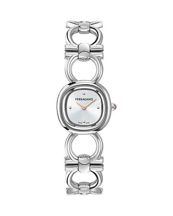 FERRAGAMO Double Gancini 25mm Watch - Silver