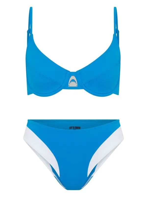 LET'S SWIM Wired Bralette Bikini Top - Blue