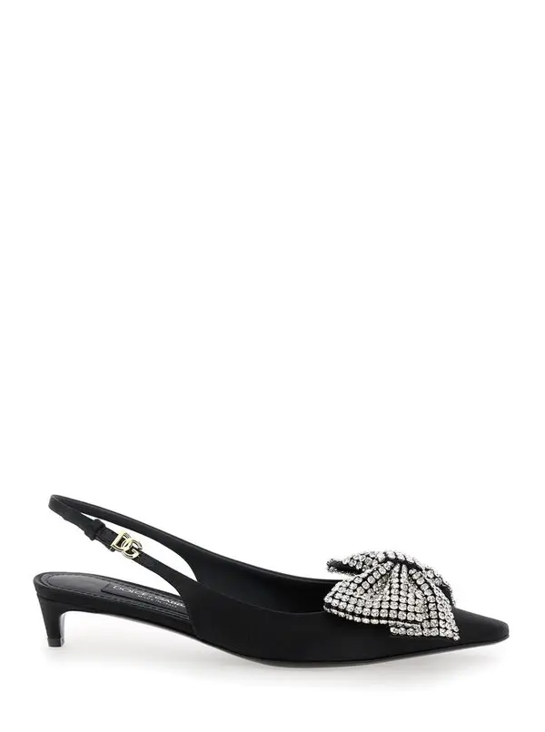 Dolce & Gabbana Slingback Pumps With Rhinestone Bow