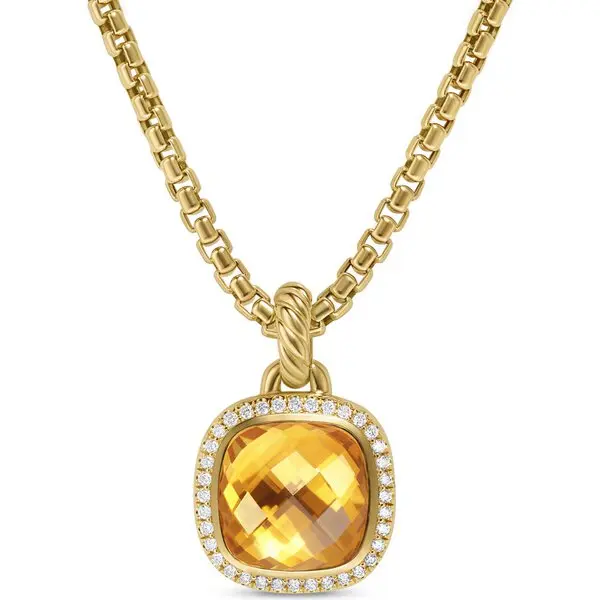 David Yurman Albion® Pendant In 18k Yellow Gold With Diamonds - Citrine