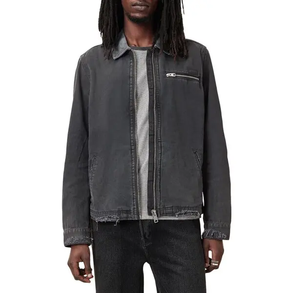 All Saints Rothwell Distressed Denim Jacket - Tumbled Grey