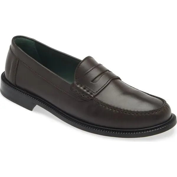 VINNY'S Yardee Penny Loafer - Brown Nappa Leather
