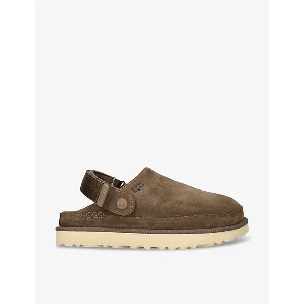 UGG Logo-embossed Suede Clogs - Dark Brown