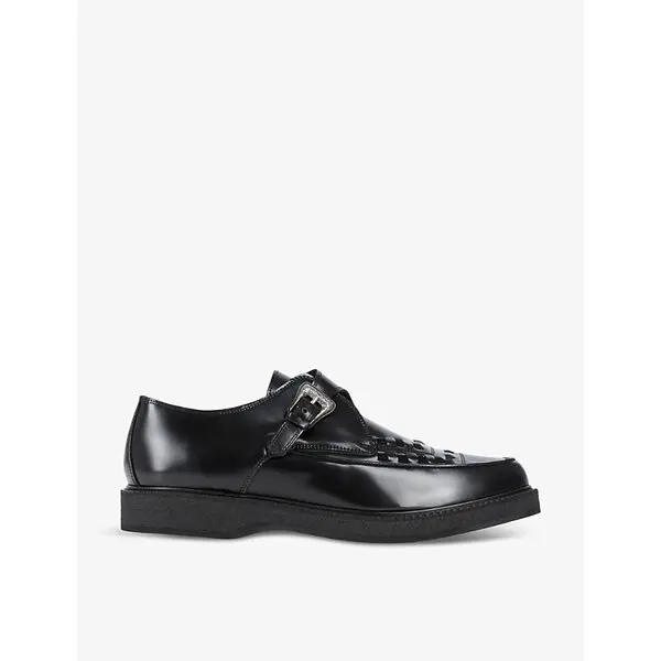 The Kooples Buckle-Embellished Leather Derby Shoes In Black  display picture 1
