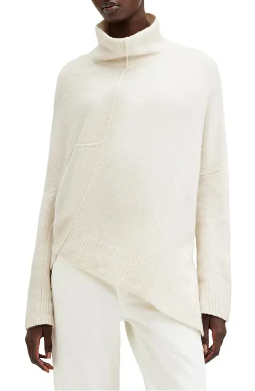 All Saints Lock Roll Neck Asymmetric Sweater - Chalk White