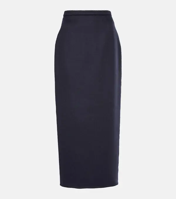 Max Mara Palo Camel Hair Pencil Skirt - Blue