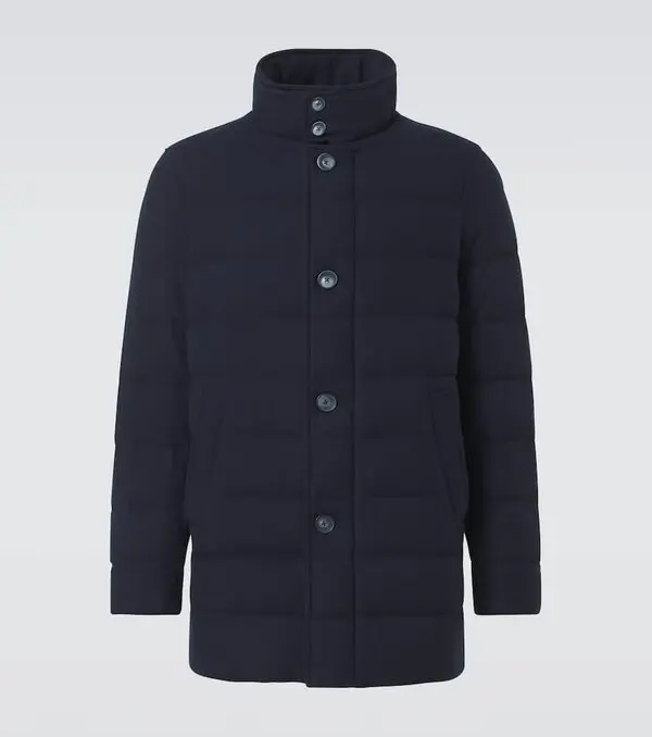 Herno Paneled Cashmere-blend Down Jacket - Blue