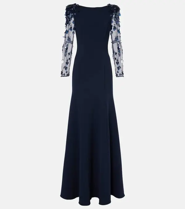 Jenny Packham Midnight Embellished Gown - Blue