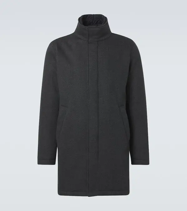 Herno Long-sleeved Wool Coat - Grey