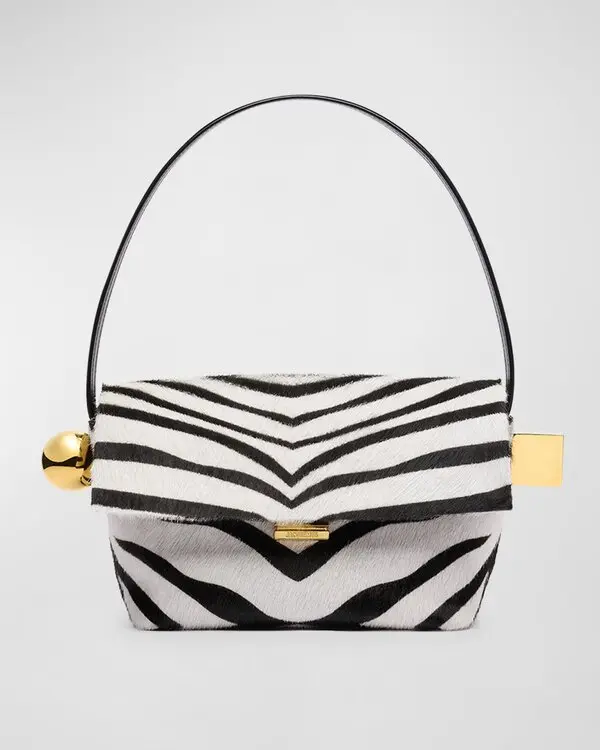 Jacquemus Le Rond Carre Zebra-printed Shoulder Bag