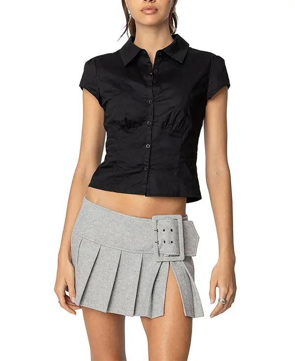 EDIKTED Massie Tailored Button Up Shirt - Black