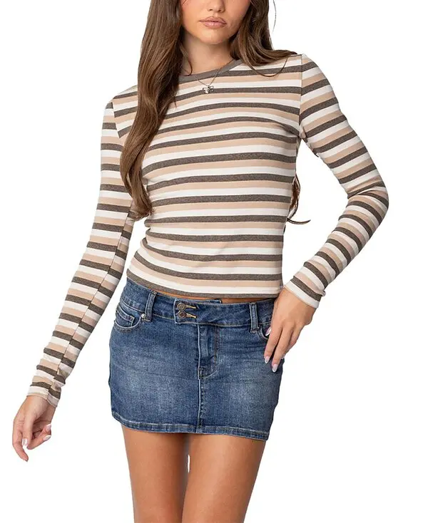 EDIKTED Sivan Striped Long Sleeve T-shirt