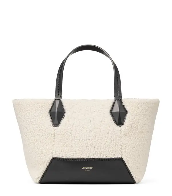 JIMMY CHOO Diamond Small Shearling Tote Bag - Neutral