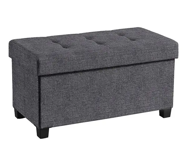 ORNAVO HOME Collapsible Large Storage Ottoman B Ench With Legs
