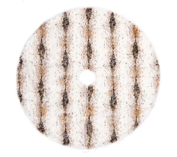 VICKERMAN 60' Snow Lynx Faux Fur Tree Skirt