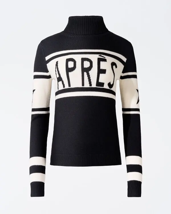 Perfect Moment Apres Merino Wool Sweater - White-black