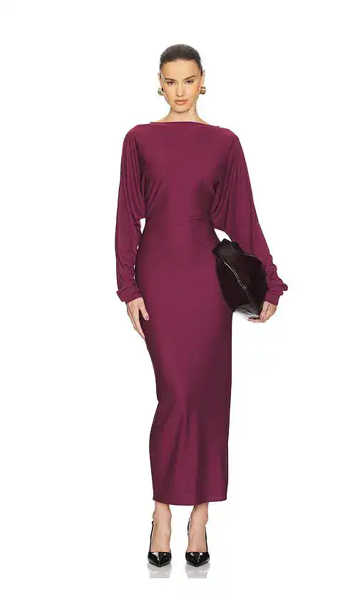 Helsa Matte Jersey Open Back Dress In Cabernet - 13% Off | Editorialist
